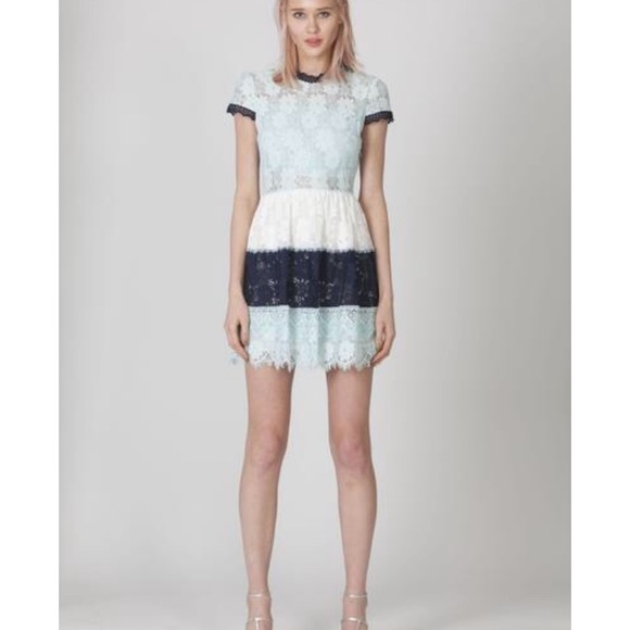 foxiedox | Dresses | Foxiedox Blue Lacy Open Back Fit And Flare Dress ...